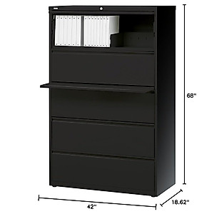 Lorell 60550 Lateral File,5-Drawer,42-Inch x18-5/8-Inch x67-5/8-Inch,Black