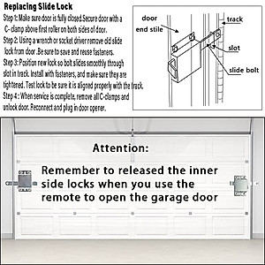 SINCERITYLI Garage Door Side Lock Inside Deadlock for Most Garage Door Galvanized Steel -1pack, Silver