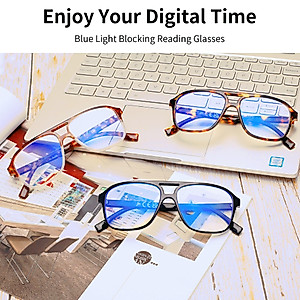 JM 3 Pack Oversized Aviator Reading Glasses for Women Men, Retro Square Blue Light Computer Readers +0.0