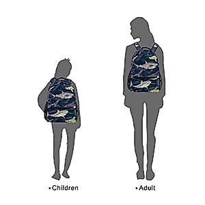 Oarencol Sharks Dark Blue Whale Hammerhead Watercolor Wave Animal Cartoon Fish Backpacks Bookbags Daypack Travel School College Bag for Womens Girls Mens Boys Teens
