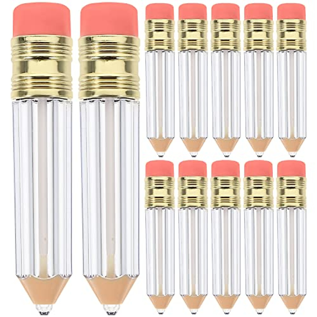 BEOSOFLOY 12pcs Clear Pencil Lip Gloss Tubes 5ml Mini Reusable Clear Empty Lip Gloss Containers Tube with Wand Mini Lip Gloss Tube for Girls DIY Lip Samples
