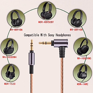 FAAEAL WH-1000XM5 Audio Upgrade Cable,Replacement for Sony MDR-XB950BT WH-1000XM4 XM3 MDR-H600A ATH-M50xBT SR50BT ANC9 Headphones 4.9ft(3.5mm Plug)