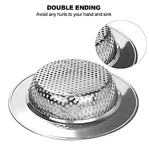 Huntonry 2PCS Kitchen Sink Drain Strainer/Catcher/Basket/Cover/Filter/Trap/Screen, Large Wide Rim 4.5" Diameter, Stainless Steel, Dishwasher Safe