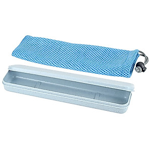 H H&J HUAJIAN Portable Simple Tableware Storage Box and Storage Bag for Knives, Forks, Spoons, Chopsticks, Straws Storage for Travel, Picnic, Camping, Office, School, Bento Box. (blue)