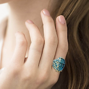 Costume Rings Drop Shaped Ring Diamond Lover Water Ring Full Fashion Hollow Rings Heart Mood Ring (Blue, 8)