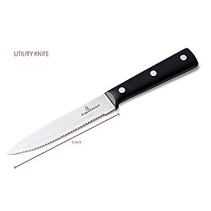 Culina 3-Piece Chef Knife Set. Triple-rivet, Full-tang : 8-inch Chef Knife, 5-inch Utility Knife, 3.5-inch Paring Knife