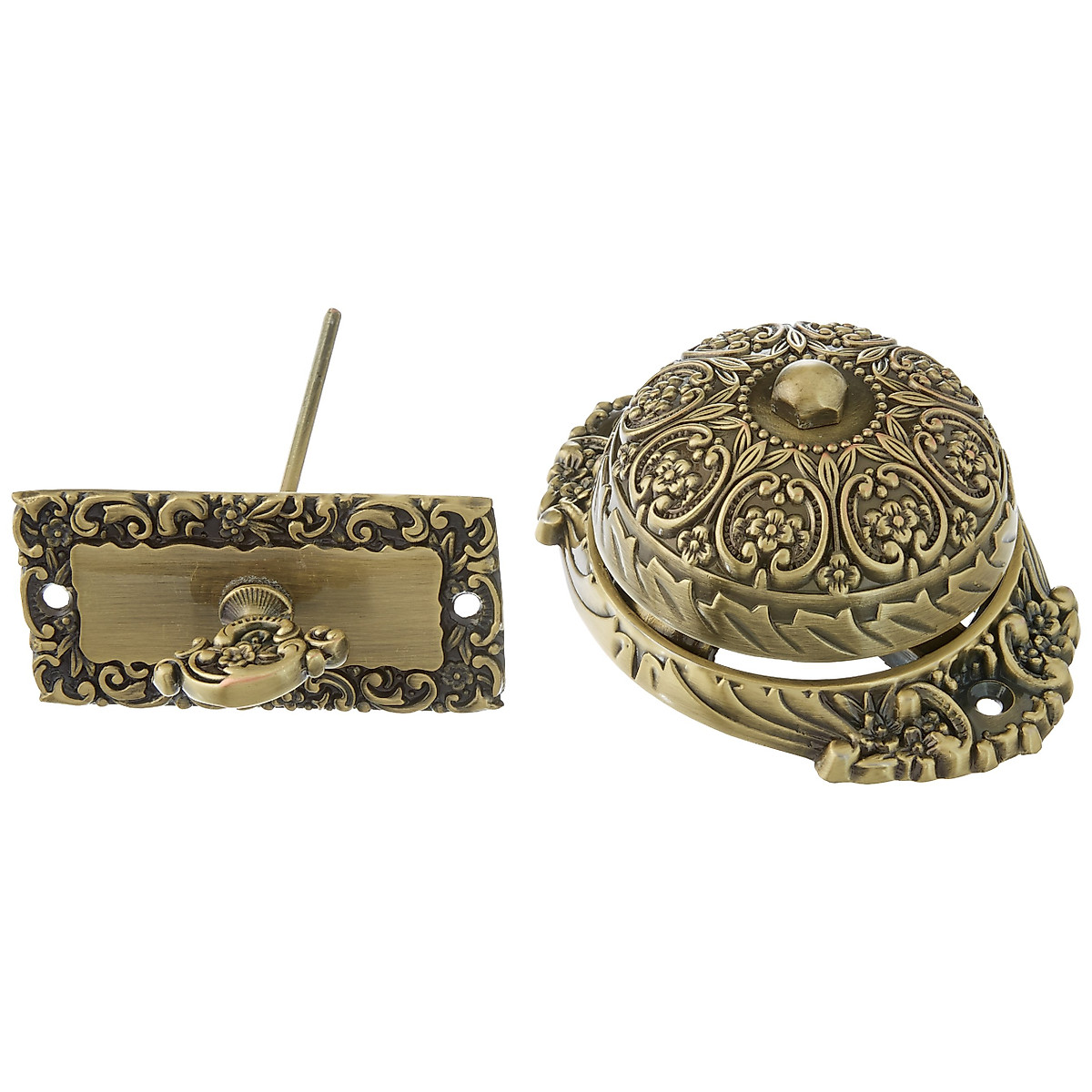 idh by St. Simons 18055-005 Ornate Premium Quality Solid Twist Bell with Key Plate, Antique Brass