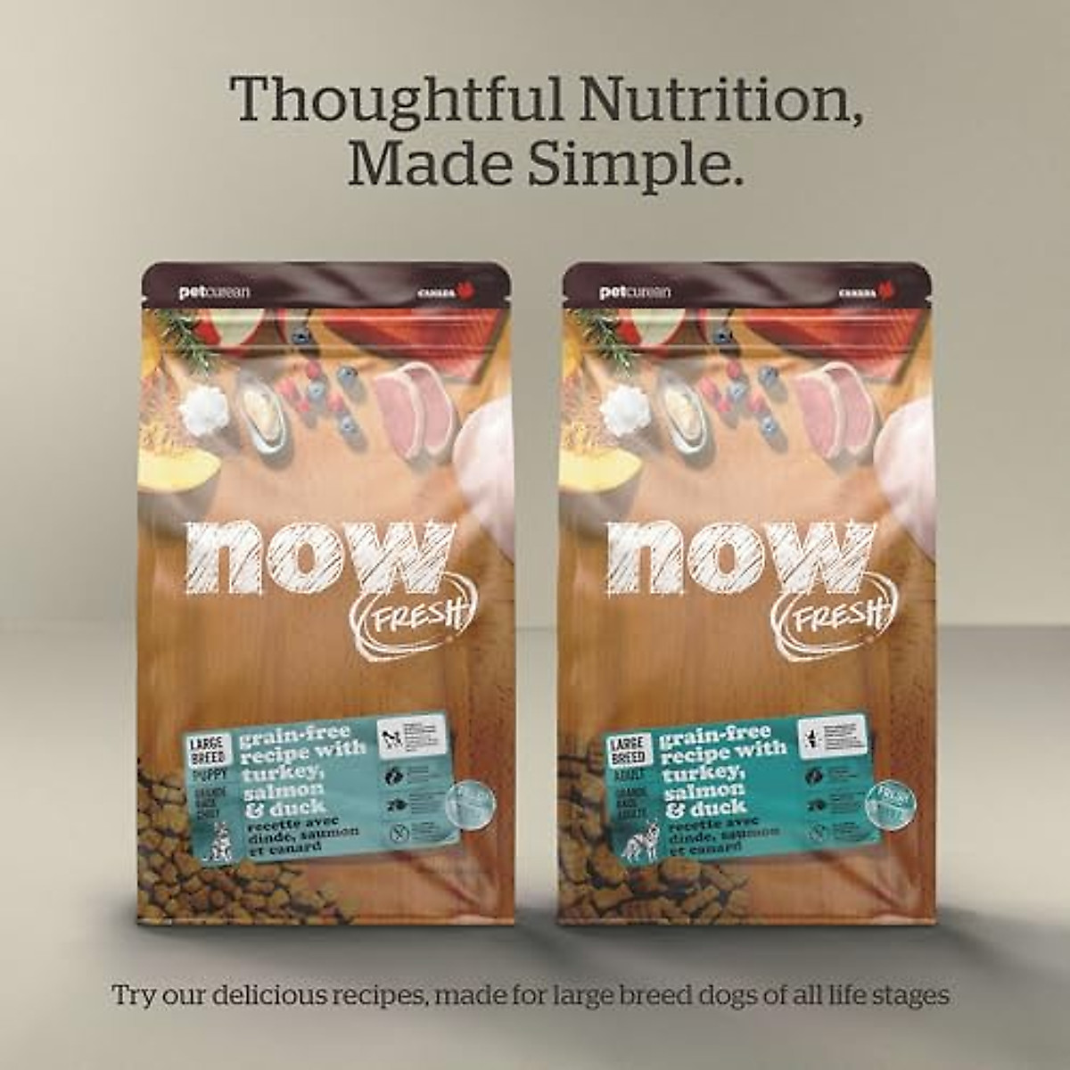 Now Fresh Grain-Free, Dry Dog Food, Real Meat and Fish, Turkey, Salmon and Duck Large Breed Senior Recipe, 25 lb Bag