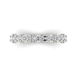 3.13 ct Round Cut Clear Simulated Diamond 14k White Gold Eternity Wedding Engagement Promise anniversary Band Sz 3.5