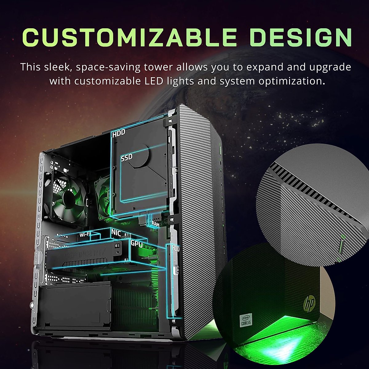 HP 2022 Pavilion Gaming Desktop Computer, Intel Core i5-10400F Processor (Beats i7-9750H), 16GB RAM, 512GB PCIe SSD, GeForce RTX 3060 Graphics, Keyboard & Mouse, Win 11, Black, 32GB SnowBell USB Card