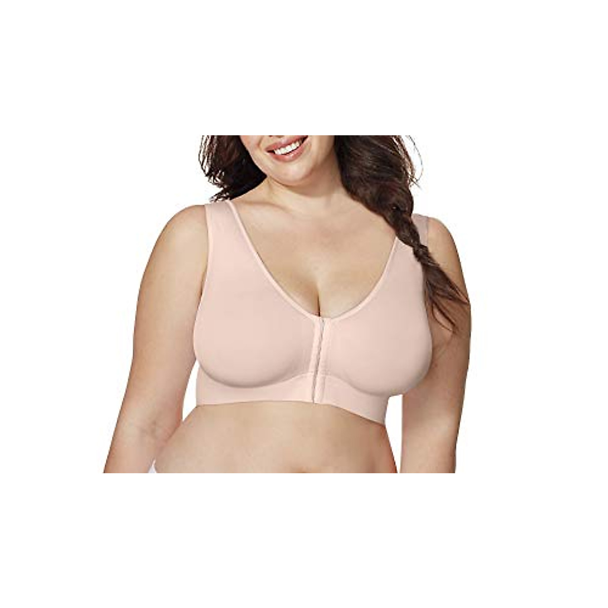 JUST MY SIZE womens Pure Comfort Front Close Wirefree Mj1274 Bra, Sandshell, 1X US