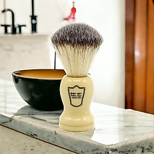Parker, Synthetic Shaving Brush with Faux Cream Handle - Stand Included