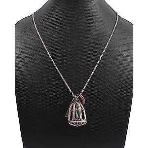 joymiao Long Boho Necklace Womens Leather Necklace Birdcage Leather Pendant Necklace Circle Long Choker Necklaces for Women