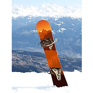 Snowboard Wrap 169 - Orange Mountains, Sunset, Trees Snowboard Graphic Decal - Includes Application Squeegee - 14 inch x 65 inch fits most snowboards