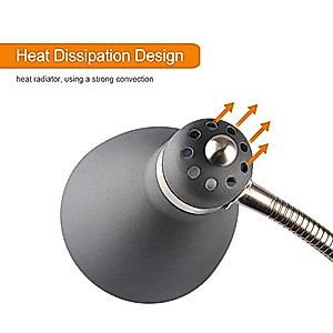 LEPOWER Metal Desk Lamp, Adjustable Goose Neck Table Lamp, Eye-Caring Study Lamps for Bedroom and Office (Sand Black)