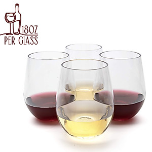 D'Eco Unbreakable Stemless Wine Glasses (Set of 4, 20oz ea) - Reusable Shatterproof Sangria and Wine Glassware - Perfect for Hosting & Entertaining - Cocktail Glasses Set