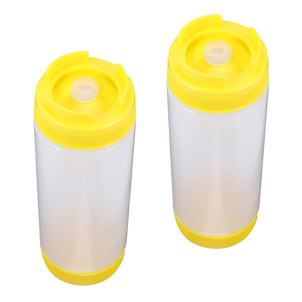 DOITOOL 2Pcs Squeeze Sauce Plastic Bottle 20oz Catchup Storage Bottle Ketchup Mustard Mayonnaise Squeeze Bottle Container Tomato Catchup Dispenser Yellow
