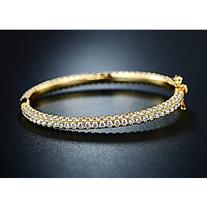 Barzel 18K Gold Plated Crystal Bling Eternity Bangle Bracelet (Gold)