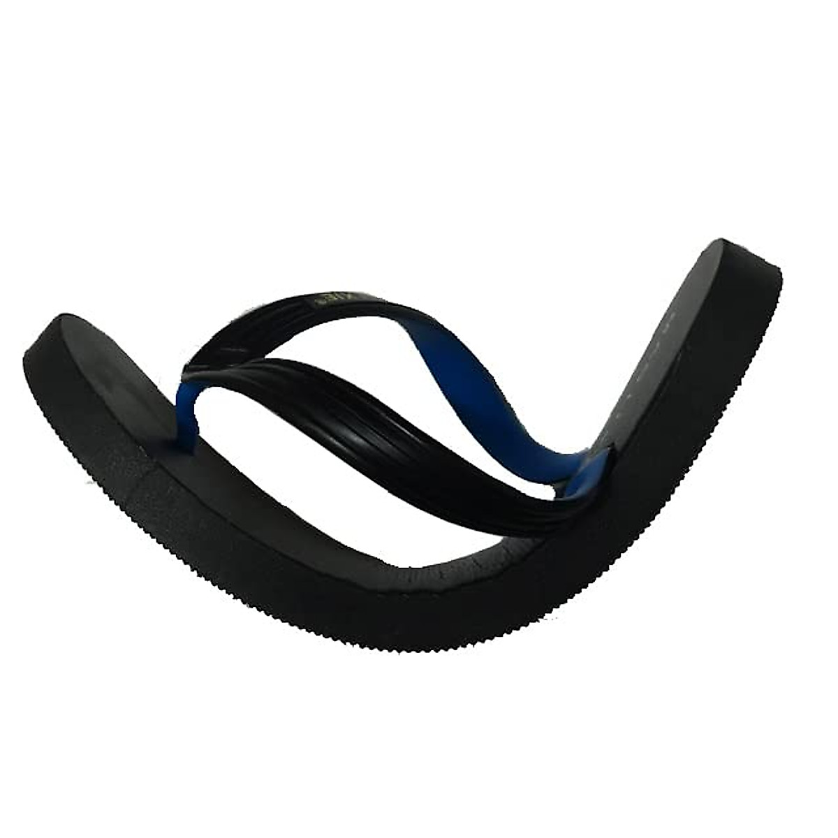 MAO LI XIE Men's Summer Beach Flip Flops Two Colors Slippers PVC Smooth Thongs Sandals (9, Black/Blue, numeric_9)