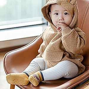 6 Pairs Baby Anti Slip Non Skid Low Cut Socks No-Show Infant Cotton Cartoon Warm Slippers Floor Boat Ankle Socks (Animal style A, 12-36 month)