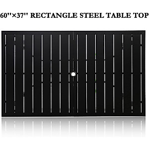 Oakcloud 60"x37" Patio Dining Table, Outdoor Metal Rectangular Table Patio Furniture Classic Black Table with 1.57" Umbrella Hole, for Garden Backyard Poolside Deck