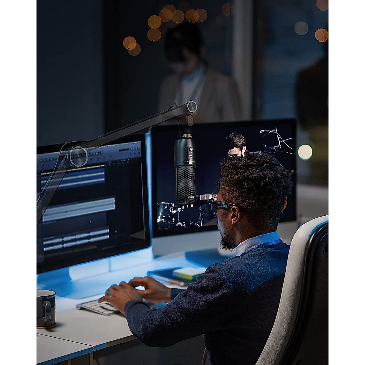 Donner USB Condenser Microphone for PC, PS4/5, USB Microphone with Instrument Interface for Gaming Recording Streaming Podcasting, 4 Pickup Patterns, Compatible with Major Live Broadcast Software