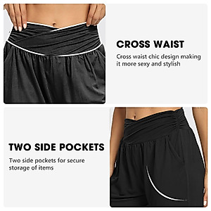 DIBAOLONG Womens Yoga Sweatpants Loose Workout Harem Joggers Casual Comfy Lounge Pajama Pants with Pockets Black S