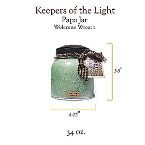 A Cheerful Giver - Welcome Wreath - 34oz Papa Scented Candle Jar with Lid - Keepers of the Light - 155 Hours of Burn Time, Gift for Women, Green