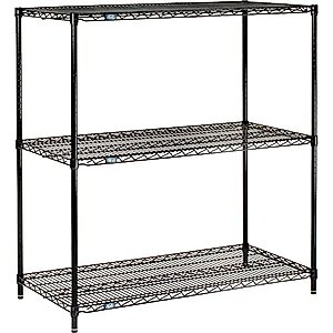 Nexel Black Epoxy, 3 Tier, Wire Shelving Starter Unit, 42"W x 24"D x 34"H