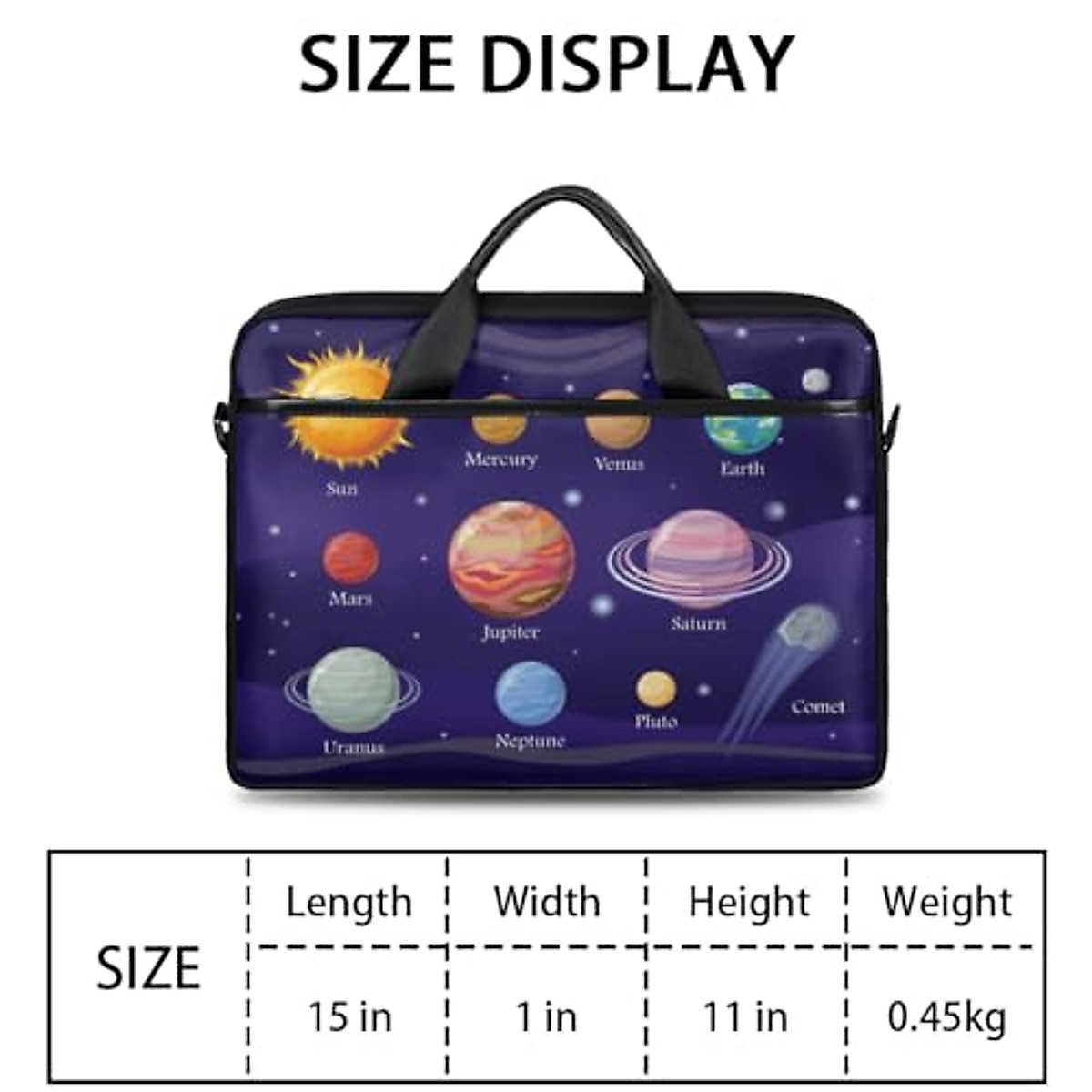 Planet Laptop Computer Bag Waterproof Shoulder Messenger Bag 13-15 inch Durable Laptop Tote Bag with Shoulder Strap Handle Lightweight Crossbody Briefcase