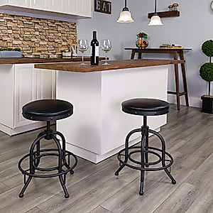 Flash Furniture Carrington 24'' Counter Height Stool with Swivel Lift Black LeatherSoft Seat