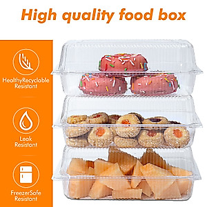 MANSHU 100 Pcs Clear Plastic Take out Containers,Disposable Clamshell Dessert Container with Lid, for Salads, Pasta, Sandwiches (8.66x5.12x3.15 in).