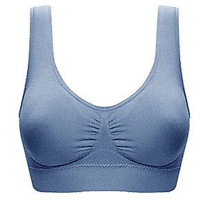 Ausyst 5 Pack Sports Bras Women Seamless Wirefree Solid Color Yoga Bra with Removable Pads for Women Fitness Vest Tops