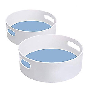 Wake INFIN Lazy Susan Cabinet Organizer Turntable 9 and 12 Inch 2 Pack Rotating Table Spice Rack Storage Kitchen Non-Skid Pad with Bin and Handles