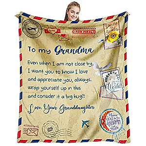 Dfaqehk Grandma Gifts from Grandchildren, Mothers Day Birthday Gifts for Grandma, Best Gift for Grandma from Granddaughter, Thoughtful Grandmother Gift Ideas Throw Blanket 60 x 50 Inch