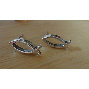 New Sterling Silver Small 13x5mm Cut Out Christian Fish Stud Earrings CII0659SEE