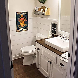 SGYJW Hippie Tin Sign Retro Sunflower Funny Mushroom Anti War Sign Stay Wild Moon Child Flower Child Metal Poster 8x12 Inch Iron Painting Plaque Wall Decor for Bedroom Bathroom Bar Living Room Wall Decor