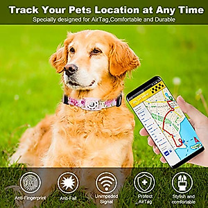 Konity AirTag Dog Collar, Compatible with Apple AirTag 2021, Polyester Pet Cat Puppy Collar with Silicone AirTag Holder for Small, Medium, Large, & Extra Large Dogs, Pink Rose, S: 9.8''-15.7'' Neck