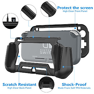 Switch Lite Protective Case Compatible with Nintendo Switch Lite, Kmasic Full-Body Rugged Protection Switch Lite Cover Built-in Screen Protector, Anti-Scratch Cover for Nintendo Switch Lite Skin