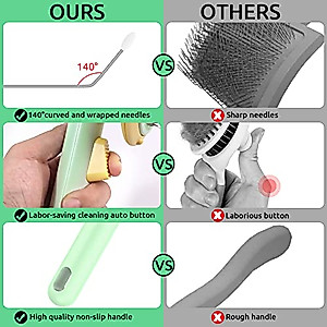 Cat Brush for Shedding - Cat Grooming Brush Cat Brushes for Indoor Cats Self Cleaning Pet Sicker Brush Dog Brush for Long or Short Hairs Easy Removes Mats, Tangles Loose Undercoat Hairs(Green)