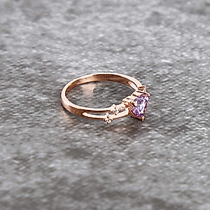 Essencedelight Heart-Shaped Artificial Zircon Ring Elegant Lady Stacking Ring for Bride Engagement Wedding,Photo Color