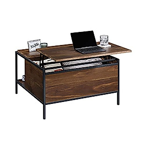 Sauder Nova Loft Coffee Table, L: 33.07" x W: 32.28" x H: 19.09", Grand Walnut Finish