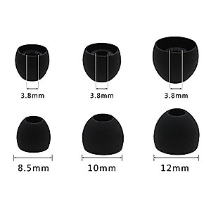 ALXCD Ear Gel for LG Tone Active+ HBS-A100 Stereo Headset, S/M/L 3 Sizes 6 Pairs Soft Silicone Replacement Earbud Tip, Fit for LG HBSA100 HBS-A100 LG Tone Active+ [6 Pair](Black)