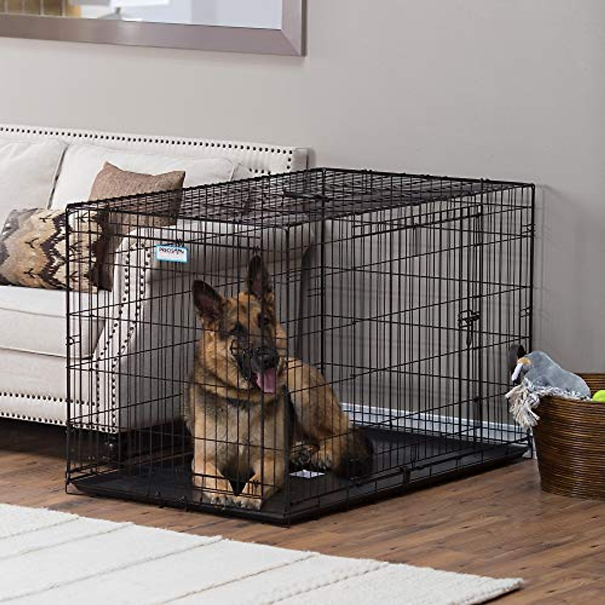 Precision Pet Products Two Door Provalue Wire Dog Crate, 48 Inch, For Pets 90-125 lbs, With 5-Point Locking System