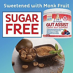 Doctor Danielle Gut Assist - Leaky Gut Repair Supplement Powder - Glutamine, Arabinogalactan, Licorice Root - Supports IBS, Heartburn, Bloating, Gas, Constipation, SIBO from, Berry Flavor