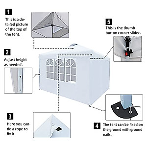 Pop Up Gazebo Tent 10x10 Outdoor Canopy, Instant Shelter w/Adjustable Height, Steel Frame Permanent Pavilion with Side Curtains & Zippered Door, Sunshade for Garden, Patio, Lawns, Beach, White