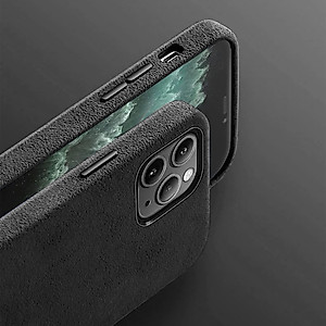 Komodoty Saguaro Case. Luxury Alcantara iPhone 12 Series Cases. Premium Italian Imported Material. Fully Wrapped Four Side Protection. (Black, iPhone 12 Pro Max)