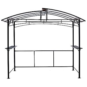 8x5ft Grill Gazebo,Outdoor Patio Canopy, BBQ Gazebo Shelter with Steel Hardtop and Side Shelves,Iron Grill Gazebo Canopy w/Bar Counters for Family Parties Outdoor Activities,UV Protection,Waterproof