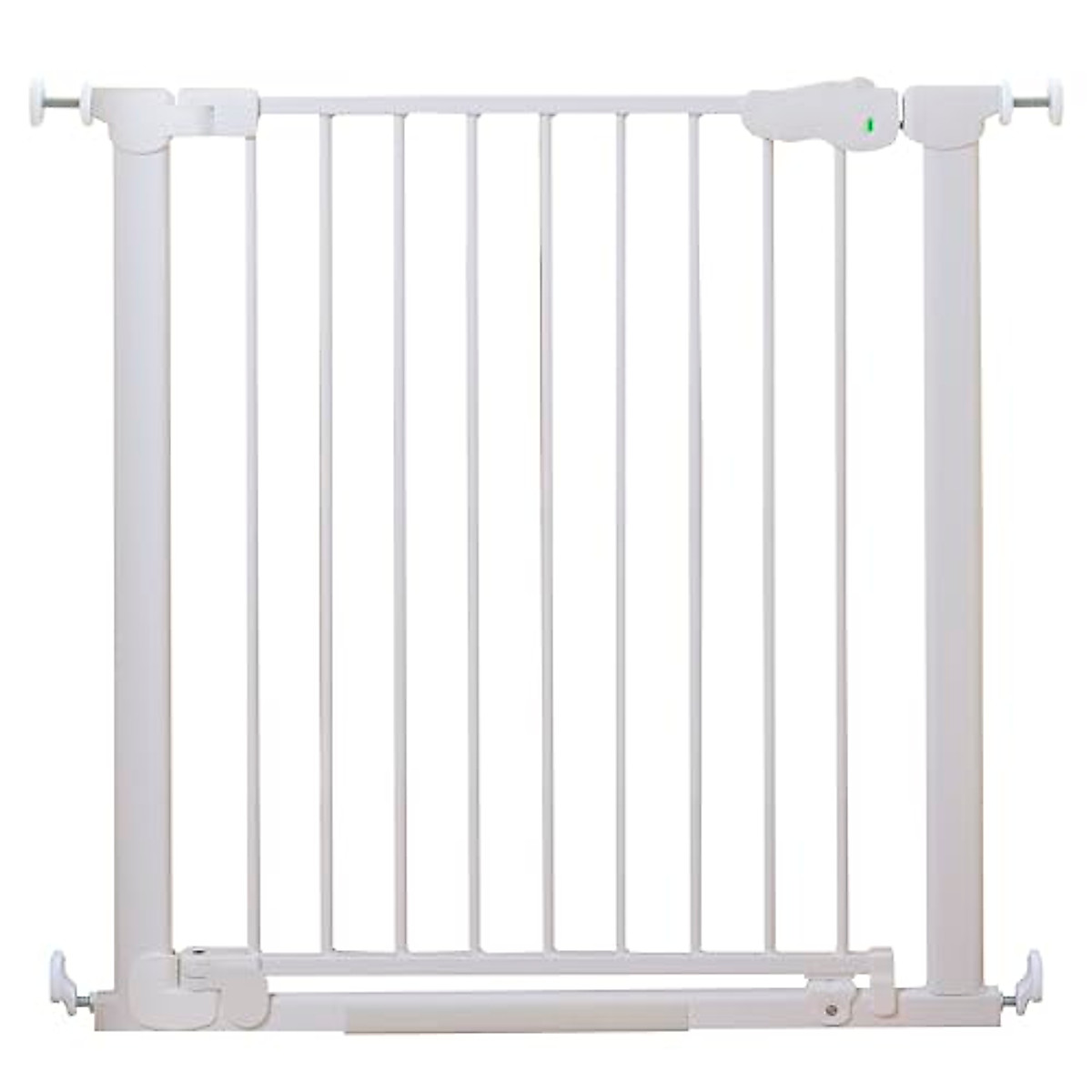 Qdos Safety Auto-Close SafeGate Baby Gate - Professional Grade Meets Tougher European Standards - Automatically Closes & Latches - Magnetic Lock Indicator - Easy Installation | Pressure Mount | White