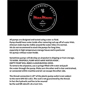 MacMaxe ULKA Model E Type EFP5 - Replacement Pump Compatible with Breville Espresso Machine - Solenoid Vibratory Water Pump with 2 O-Ring Seals - 15 Bar Max Pressure, 2/1 Min. On/Off, 120V, 60Hz, 52W